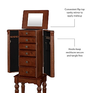 Powell Lightly Distressed "Deep Cherry" Jewelry Armoire