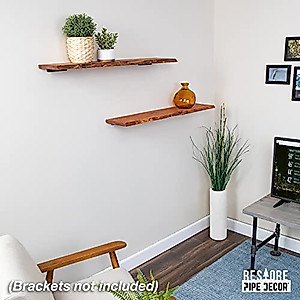 PIPE DECOR 36” Sustainable Sunset Cedar Live Edge Wood Shelf (Wood Only) 2-Pack