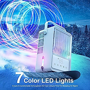 Portable Air Conditioners, 4-IN-1 Evaporative Personal Air Cooler Humidifier with 3 Speeds 7 Colors Light, 1-8H Timing Mini Personal Air Conditioner Fan, USB Quiet Air Cooler for Room Office Desk