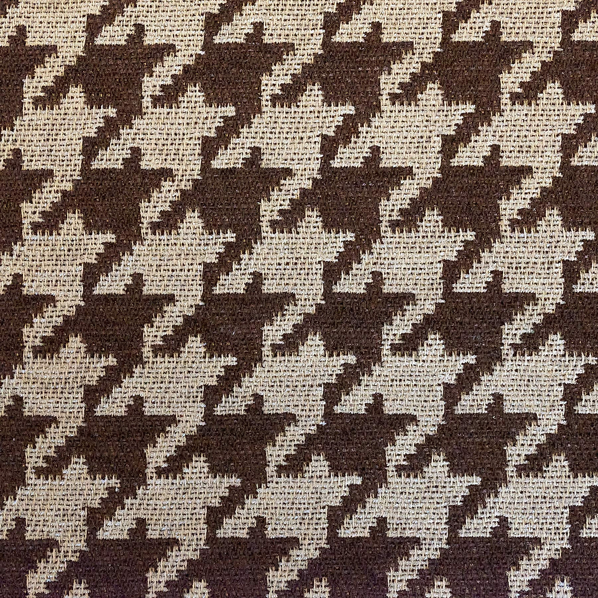 54" Wide Drapery Upholstery Chenille Fabric Houndstooth by The Yard (Brown)