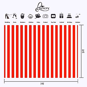 LYLYCTY 7x5 Birthady Backdrop Movie Theater Themed Party Decorations Big Top Circus Theme Party Supplies Banner Red and White Striped Background LYZY0503