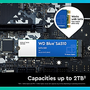 Western Digital 500GB WD Blue SA510 SATA Internal Solid State Drive SSD - SATA III 6 Gb/s, M.2 2280, Up to 560 MB/s - WDS500G3B0B