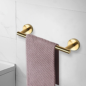 NearMoon Bath Towel Bar, Bath Accessories Thicken Stainless Steel Shower Towel Rack for Bathroom, Towel Holder Wall Mounted (1 Pack, Brushed Gold, 12 Inch)