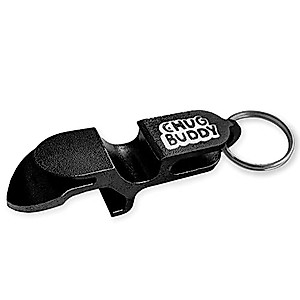 Chug Buddy Beer Shotgun Tool Metal Can Opener Keychain - Shotgun Chugging Tool - Shot Gun Tool gold steel beer bong shotgunning 4in1 tool - parties tailgating gift drinking accessories (Black)
