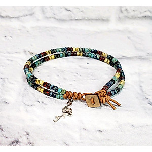 Beaded Leather Wrap Anklet Women Handmade Leather Ankle Cuff Bracelet 10 Inches Flamingo Charm