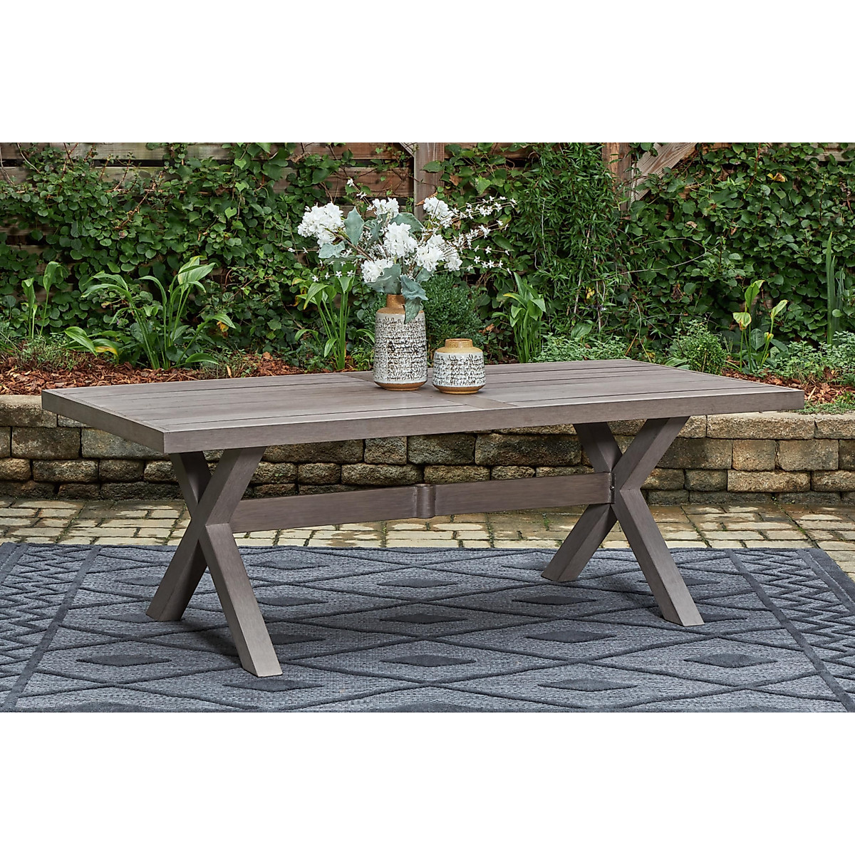 Signiture Design by Ashley Hillside Barn Outdoor Dining Table, 84" W x 42" D x 29" H, Dark Brown