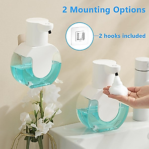 Automatic Foaming Soap Dispenser - 4 Gear Foaming Adjustable, Wall Mounted Sticker Available - 13.5oz/400ML Touchless Hand & Dish Soap Dispenser for Bathroom Kitchen White