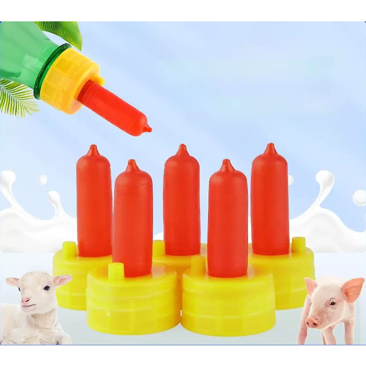 12 Pack Goat Nipple,Goat Supplies,Goat Bottles,Farm Supplies for Feeding Baby Goats Puppy