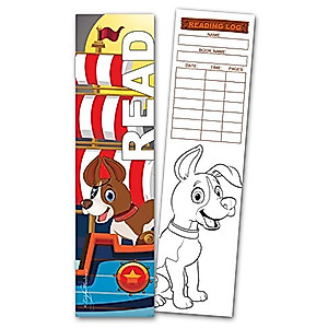 30 Assorted Coloring Bookmarks with Reading Logs (10 Designs, 3 Each)