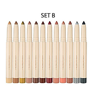BestLand 12 Pcs Cream Eyeshadow Stick Set Matte Shimmer Rainbow Earth Colors Highly Pigmented Long Lasting Waterproof Eye Shadow stick Eye Liner Makeup with Pencil Sharpener (Set B)