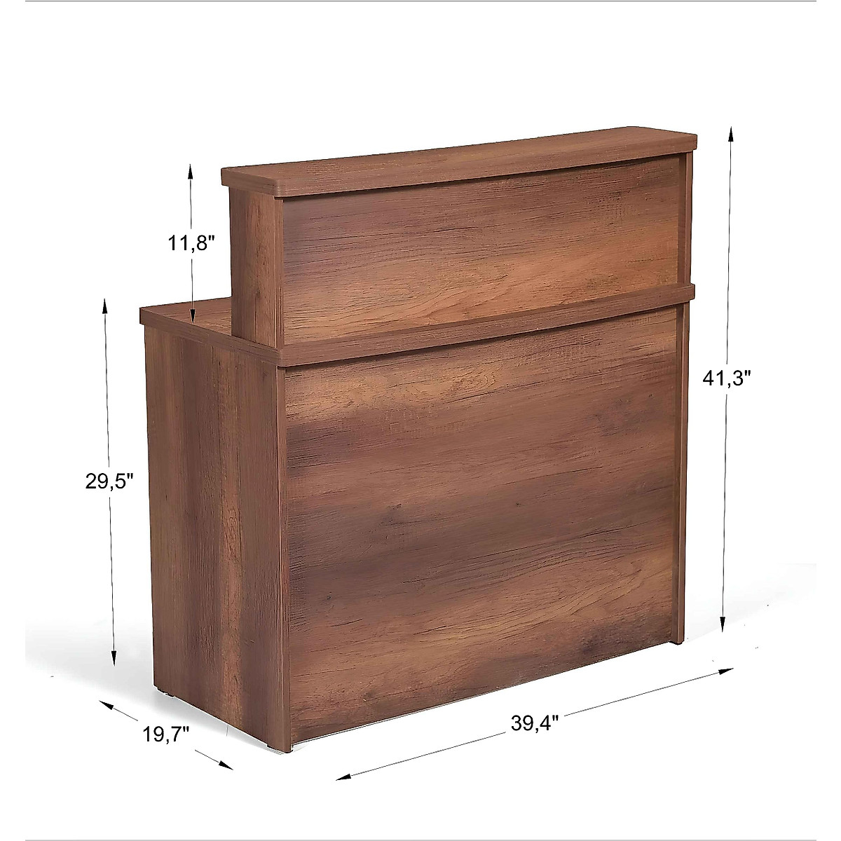 UGOS Mono Walnut Modern Reception Desk w/Transaction Counter | Laminate Desktop | Multifunctional Standing Front Desk for Home, Office, Salon, Spas, and Lobby (40 inch (100 cm))