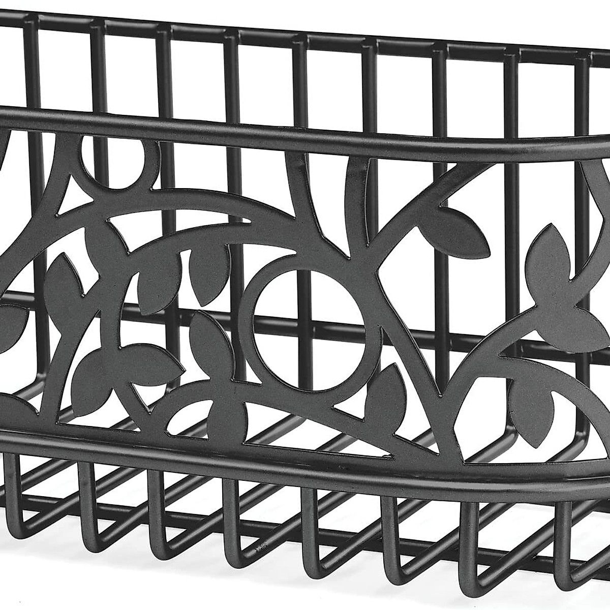 mDesign Steel Wall Mount Hair Dryer Holder, Styling Tool Storage Organizer Basket for Bathroom - Holds Hair Dryer, Flat Iron, Curling Wand, Hair Straighteners, Brushes - Arbor Collection - Matte Black