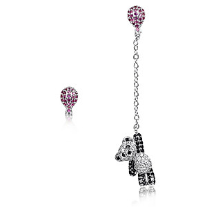 Suplight Asymmetrical Earrings Cubic Zirconia Bear Ballon Mismatch Stud Dangle Earrings for Women