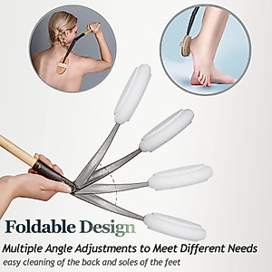 EASACE Long Handle Bath Body Brush & Lotion Applicator for Back Scrubber, Shower Brush with Soft Bristles for Wet or Dry