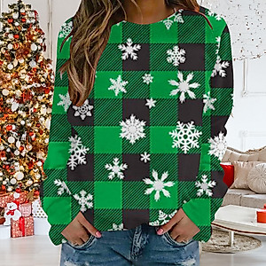 Christmas Sweatshirt for Women 2024 Funny Plus Size Graphic Sweatshirts Crewneck Xmas Holiday Tops Ugly Winter Santa Snowflake Tree Christmas Shirts Long Sleeve Sweatshirt Pullover