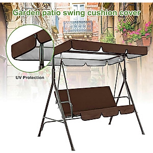 WZUOPG Swing Canopy Replacement Cover and Swing Cushion Cover Waterproof 2 and 3 Seater Swing Top Cover and Chair Cover Garden Outdoor Patio Swing Seat Cover Replac, Beige
