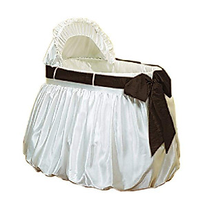 Baby Doll Bedding Shantung Bubble and Crushed Belt Bassinet Set, Chocolate