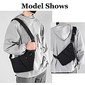 Tealots Small Sling Bag Crossbody Personal Pocket Bag Anti-Thief Chest Bags Shoulder Backpack for Travel Hiking Daypacks (A-black right hand)