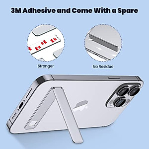 ICHECKEY Ultra-Thin Kickstand for Cell Phone. Reinforced Drop Protection, 2 Pack Adjustable Angle Orizontal/Vertical Desk Stand Holder Accessories for All Smartphone, iPad, Tablet [4.7-10.8''] -Silver