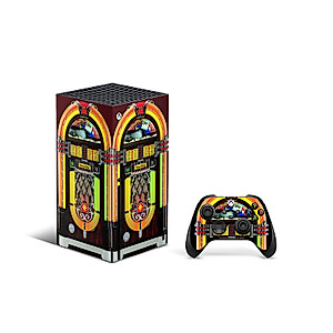 ZOOMHITSKINS Compatible with X1 Series X, Jukebox Colorful Vintage Brown Wooden Neon, Durable, Bubble-Free, Made in USA