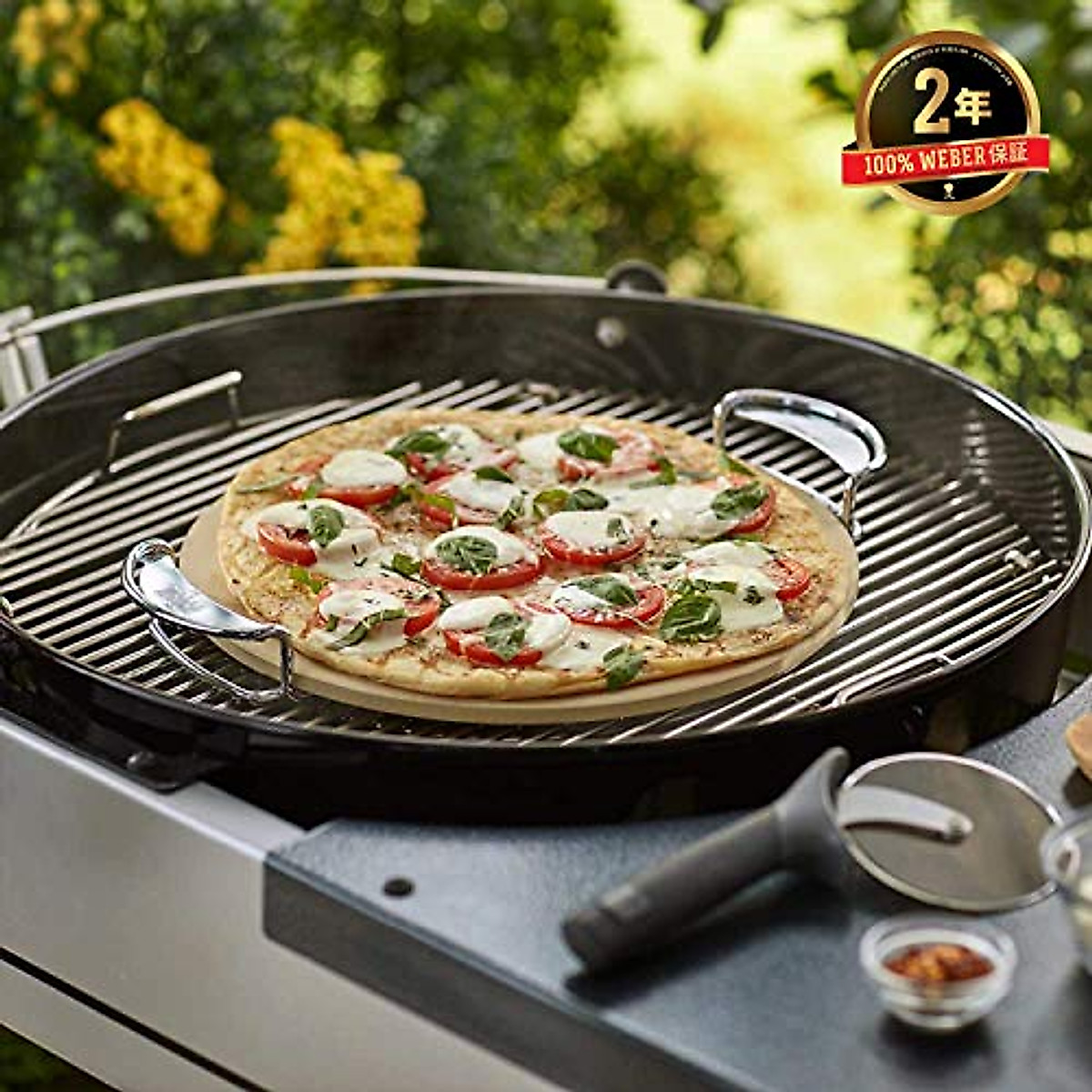 Weber Gourmet BBQ System Pizza Stone with Carry Rack,16.7" Long