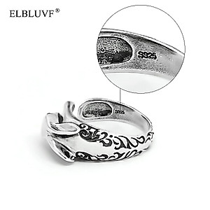 ELBLUVF 925 Sterling Silver Rabbit Animal Ring Gift for Friend Everyday Wear (Small Size)