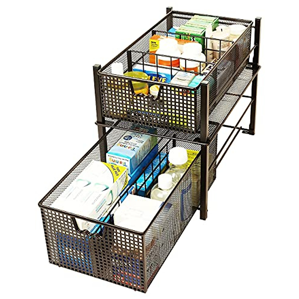 DecoBros Sliding Cabinet Basket Organizer Drawer, Bronze