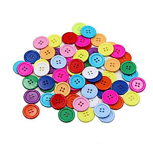 Mahaohao 1 Inch Buttons Sewing Flatback Resin Button 12 Mixed Colors Pack of 100