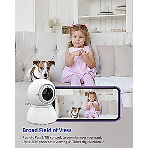 ZJX WiFi Camera Indoor, Pet Camera with Phone APP, 1080P Home Security Cam for Dog/Cat/Baby/Elder/Nanny, 2-Way Talk, Motion Tracking, Motion and Sound Detection, Compatible with Alexa White IC-03
