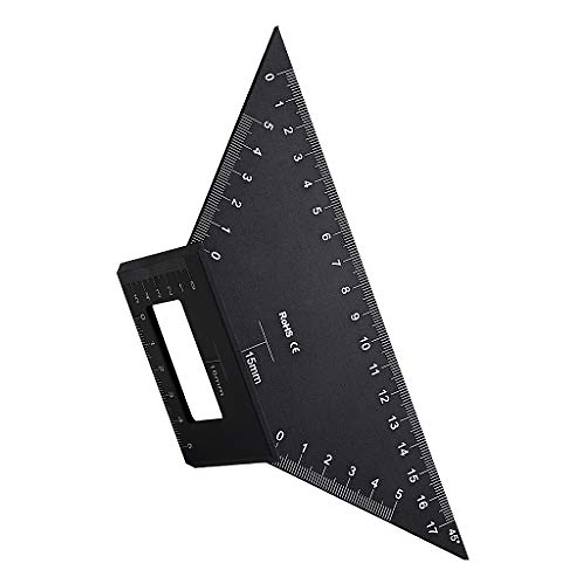 OwnMy Set of 2 Saddle Layout Square Gauge for Woodworking, 45/45 Degree - 90/45 Degree Square Layout Miter Angle Measuring T Ruler, Aluminum Alloy 3D Miter Scriber Template Tool for Carpenter (Black)