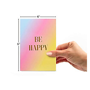CAVEPOP Inspirational Greeting Cards Stationary Set, Thinking of You Encouragement Cards with Envelopes - 4 x 6 Inches - Pink, Blue and Purple Ombre with Gold Foil - 36 Pack (6 Designs)