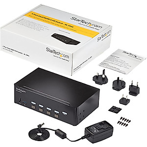 StarTech.com StarTech.com 4-Port Dual Monitor HDMI KVM Switch with Audio & USB 3.0 hub - 4K 30Hz - 4 PC Mac Computer KVM Switch Box for HDMI Display , TAA (SV431DHD4KU)