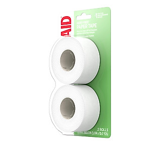 Band-Aid Brand of First Aid Products Hurt-Free Medical Adhesive Paper Tape for Wound Care, Secure Bandages, Gauze & Wound Dressings, Easy Tear, Non-Irritating, 1 Inch by 10 Yards, 2 ct
