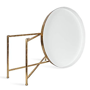 Kate and Laurel Celia Modern Glam Round Metal Coffee Table, 28.25" x 28.25" x 19", White and Gold Leaf, Chic Sophisticated Accent Table