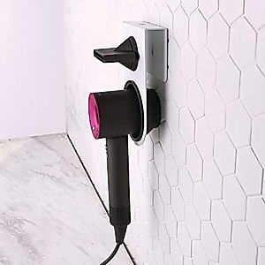 Magnet Bracket Stand Holder for Supersonic hair dryer, Simple Wall Mounted Storage Rack Organizer for Supersonic Hair dryer and 1 Nozzle, No Drilling installation, (Off White)
