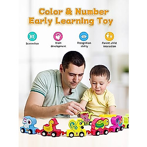 ZRCCOX Wooden Farm Animals Train Set Toy for 2 3 4 Year Old Girls and Boys Birthday Gifts Montessori Toddlers Toys for Ages 2-4 Boy Toy Train Learning Educational Toys for Kids 1-2-4