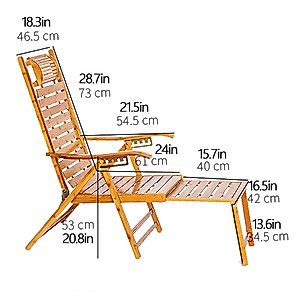 Camping chairs, beach chair, lounge chair, outdoor chairs, lawn chairs, zero gravity chairs, bamboo Lounge Chair Large Adjustable Rocking Chair Reclining Patio Chair with Headrest Pillow ( Color : Bro