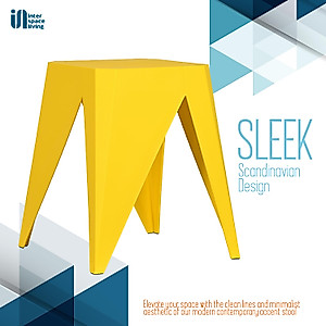 ISL Furnishings Zuho Stackable Stools, Set of 2 – Durable Plastic Stacking Chairs – Stack Stool Chair for Outdoor, Dining, Classroom, Kitchen, Counter, Flexible Seating, Space-Saver (Highlight-Yellow)