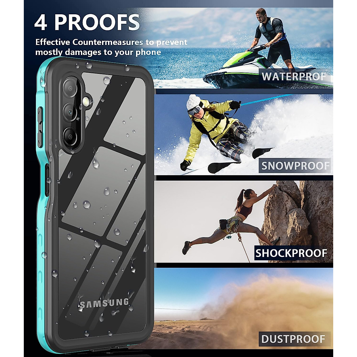 Dewfoam for Samsung Galaxy A14 5G Case Waterproof, [Built-in Screen Protector] [360° Full Body] Heavy Duty Shockproof Dustproof Protective Phone Case for Samsung A14 5G (2023) (Teal)