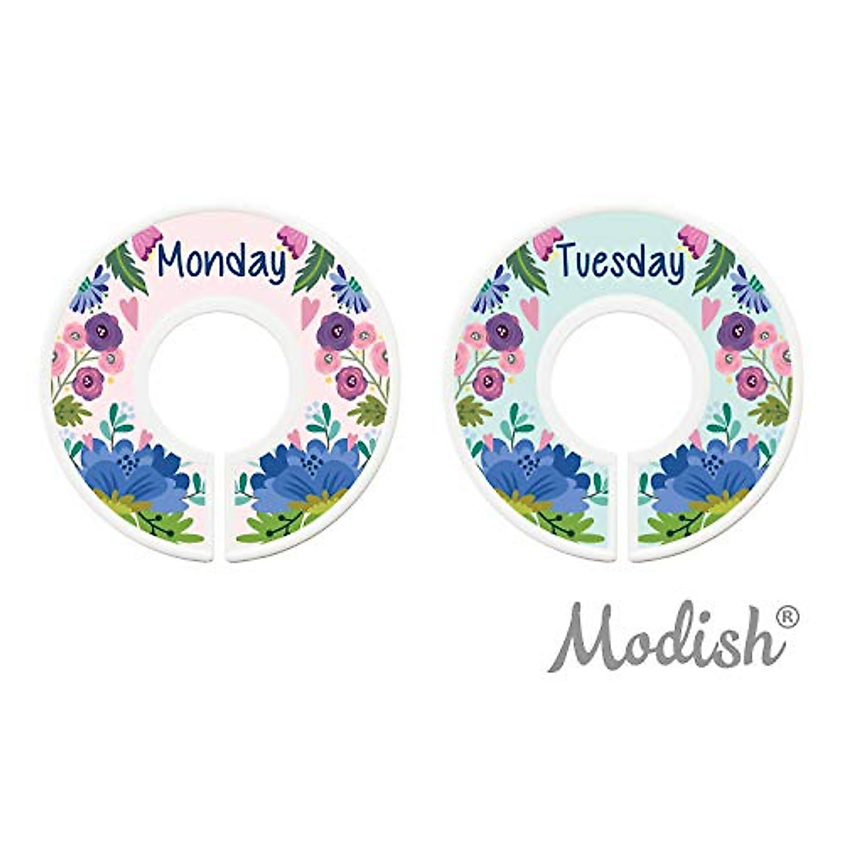 Modish Labels, Weekly Clothes Organizer, Days of The Week Closet Organizer System, Daily Closet Organizer, Closet Dividers, School Clothes Dividers (Boho Flowers)