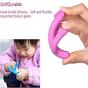 T.T.B Baby Toothbrush Teether Teething Toothbrush Toys Soft Silicone Bristles for Baby and Infant (2pcs Blue and Green)