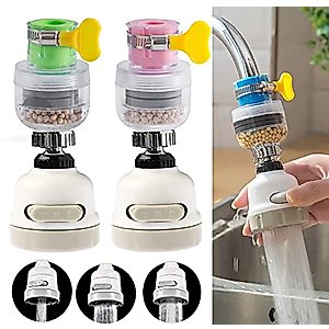 Faucet Mount Filters,2 Pack Faucet Water Filter 360 Rotating Purifier Kitchen Tap Filtration Activated Carbon Removes Chlorine Fluoride Heavy Metals for Home Kitchen Bathroom, 3 Modes Adjustment