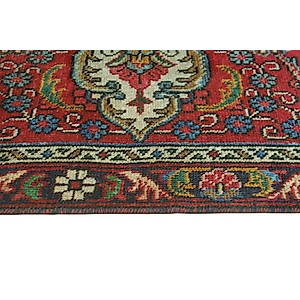 Noori Rug - Premium & Luxury Imported - Handmade Vintage Distressed Jayvee Rug - Red - Navy, 9'6" x 12'10" - Living Room - Dining Room - Bedroom
