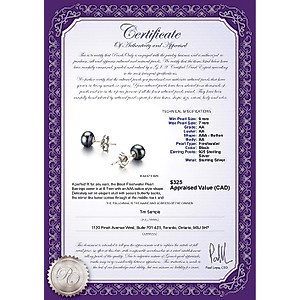 PearlsOnly Black 6.0-7.0mm AA Cultured Freshwater Pearl Earring Set-Sterling-Silver-Posts