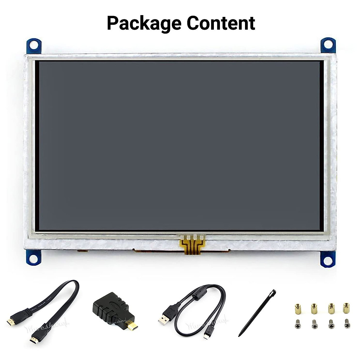 waveshare 5 Inch Resistive Touch Screen LCD(B) 800X480 High Resolution HDMI USB Interface for Raspberry Pi/Banana Pi Mainboard/Raspberry Pi 3 Model B/3B+