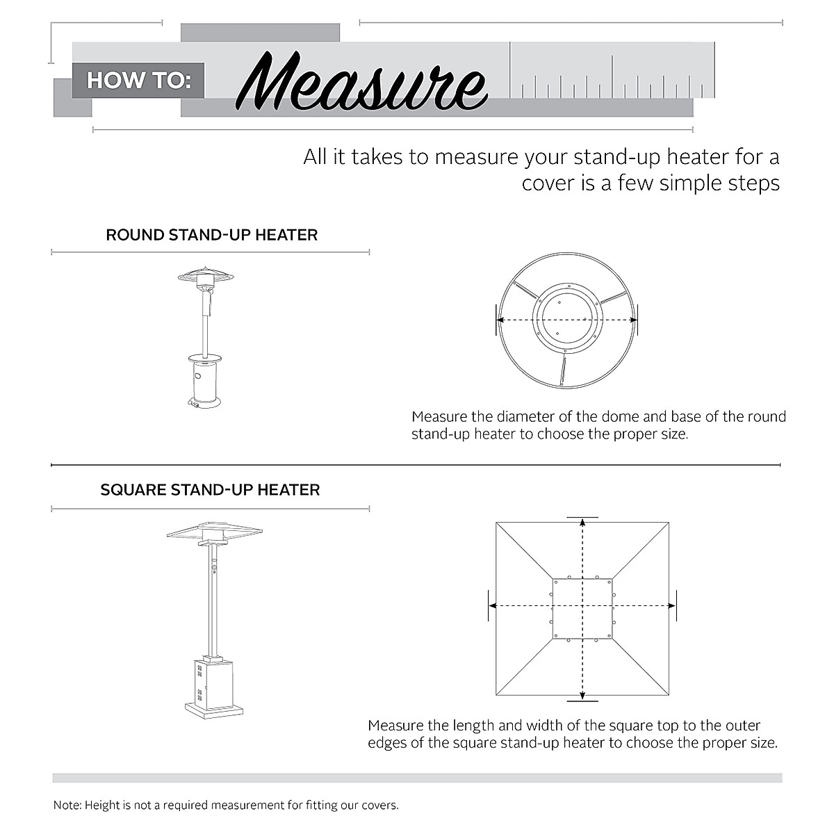 Classic Accessories Ravenna Water-Resistant 34 Inch Stand-Up Patio Heater Cover, Taupe