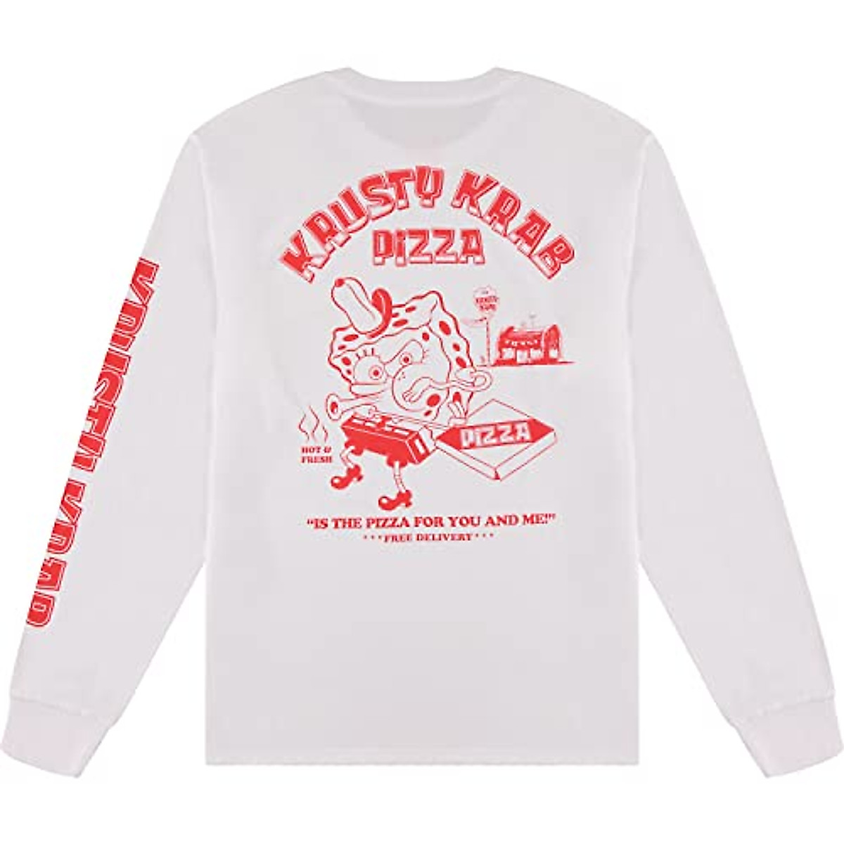 Mens Spongebob Squarepants Shirt - Spongebob, Patrick & Krusty Krab Long Sleeve Tee (Krabby White, X-Large)