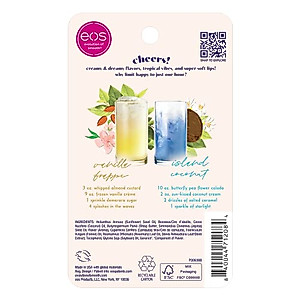 eos Sunset Sips Lip Balms- Island Coconut & Vanilla Frappe, All-Day Moisture, Lip Care, 0.14 oz, 2-Pack