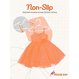 HOUSE DAY Premium Baby Hangers 60 Pack, 11 Inch Kids Plastic Hangers White, Slim Childrens Hangers for Infant, Toddler, and Child Clothes, Durable Baby Clothes Hangers for Closet