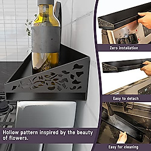 STUTOV Magnetic Stove top Shelf, 30" Length, Magnetic Spice Rack Over the Stove, Oven Shelf for top of Stove, Magnetic Spice Shelf, Kitchen Organizers and Storage (Black)